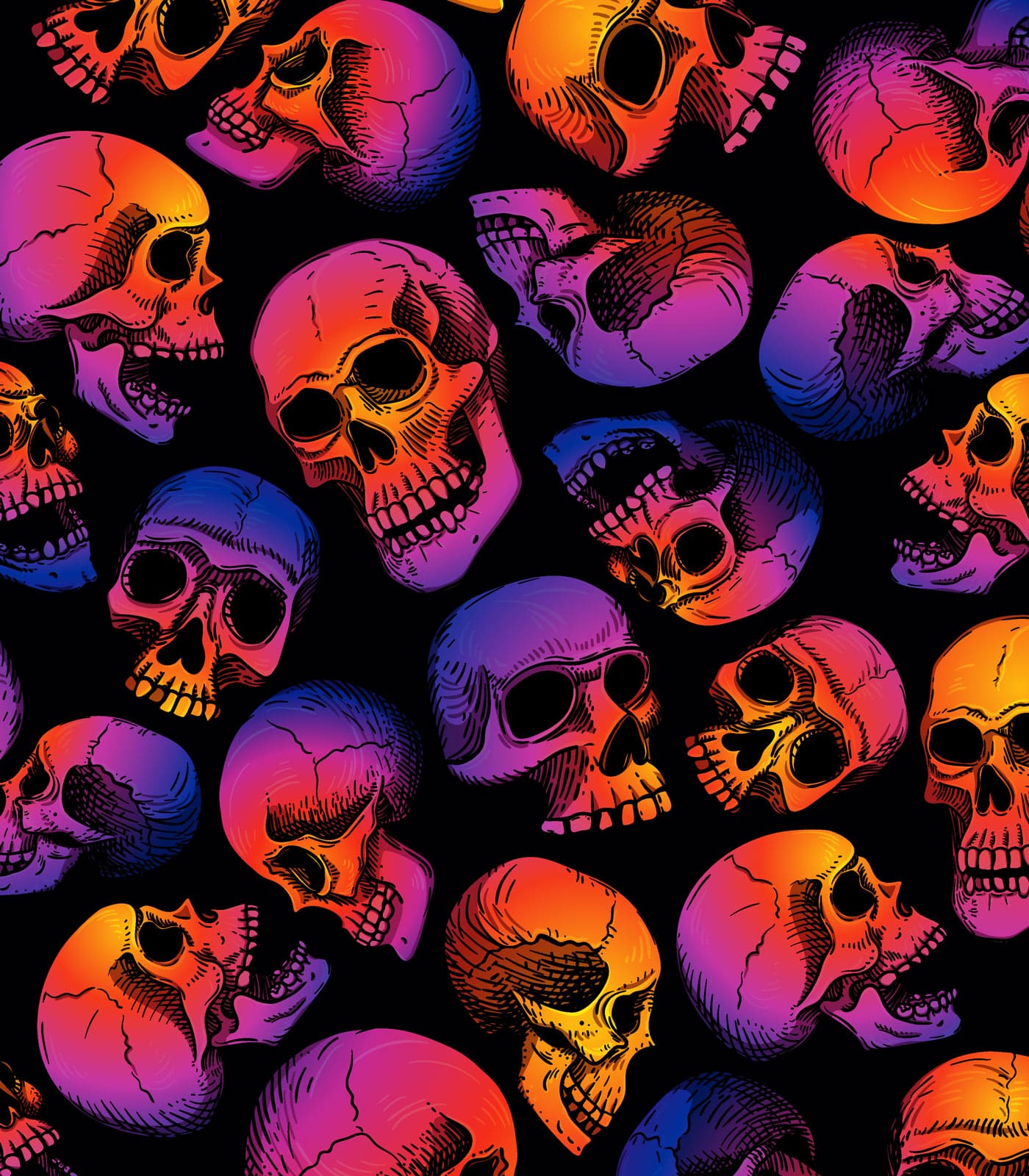 Neon Black/Purple/Orange Skulls Exclusive Print – Olga's Closet
