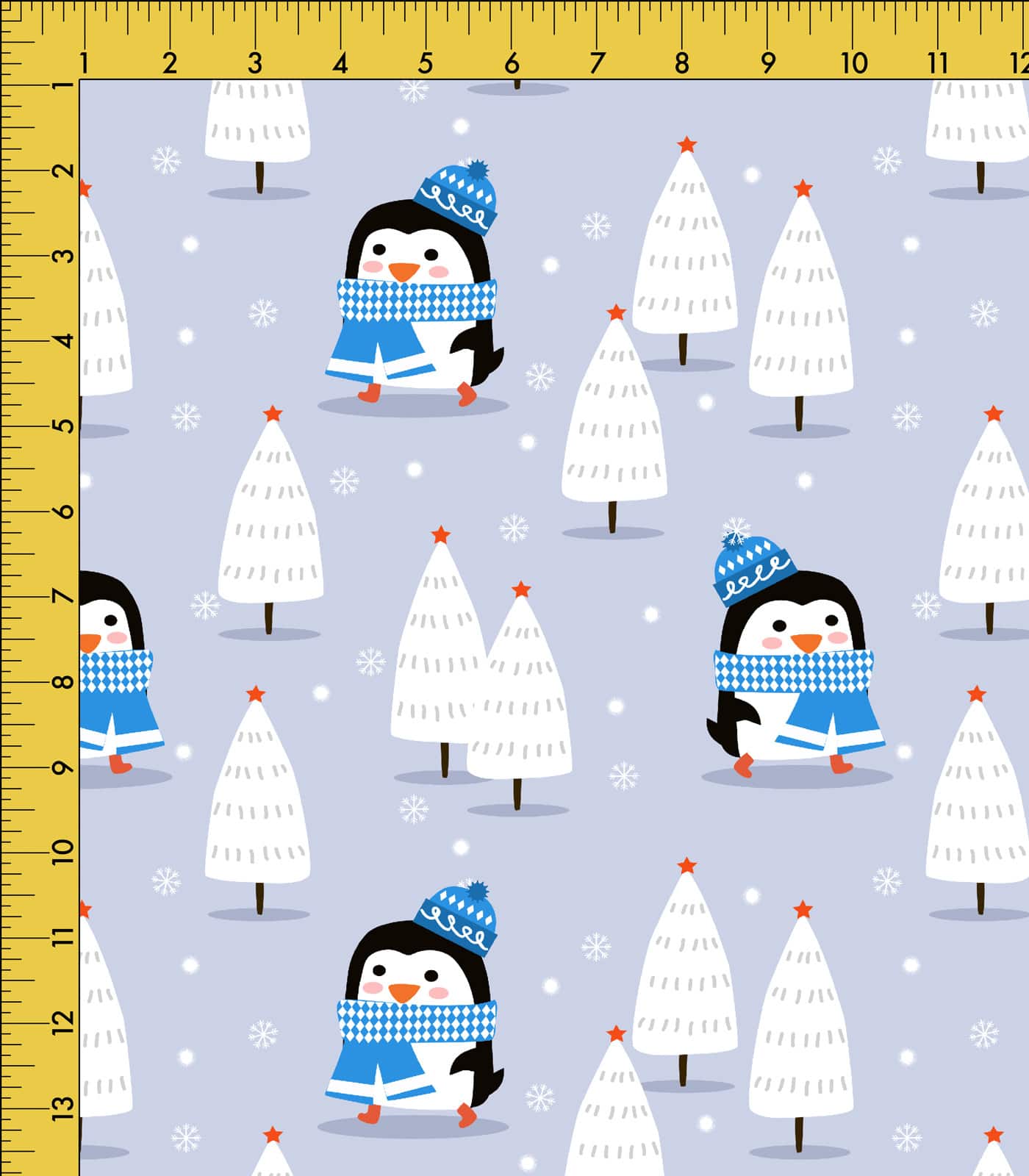 Grey/Ivory/Blue Penguins/Snowflakes Exclusive Print – Olga's Closet