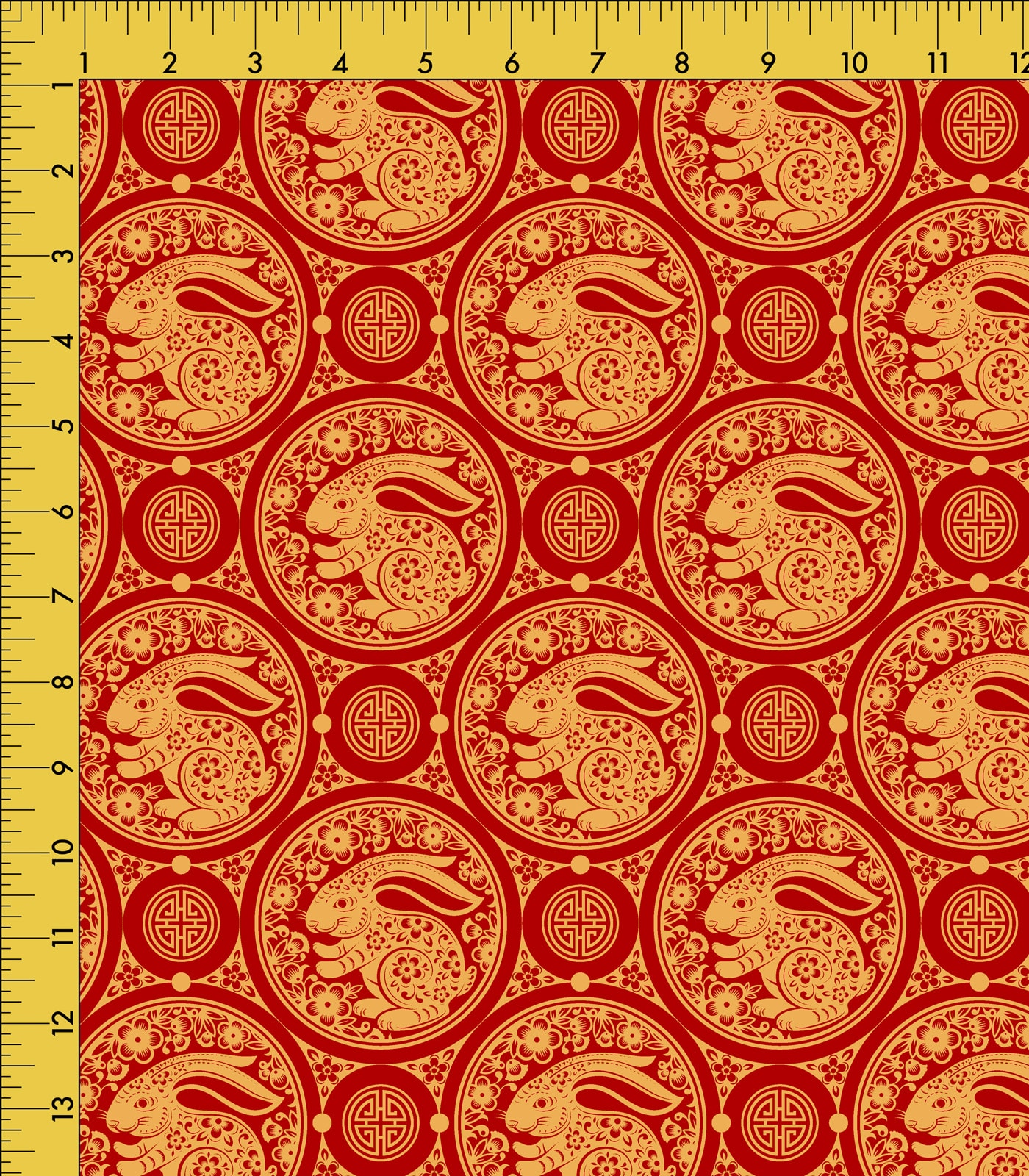 Red/Gold Flowers/Rabbits Exclusive Print – Olga's Closet