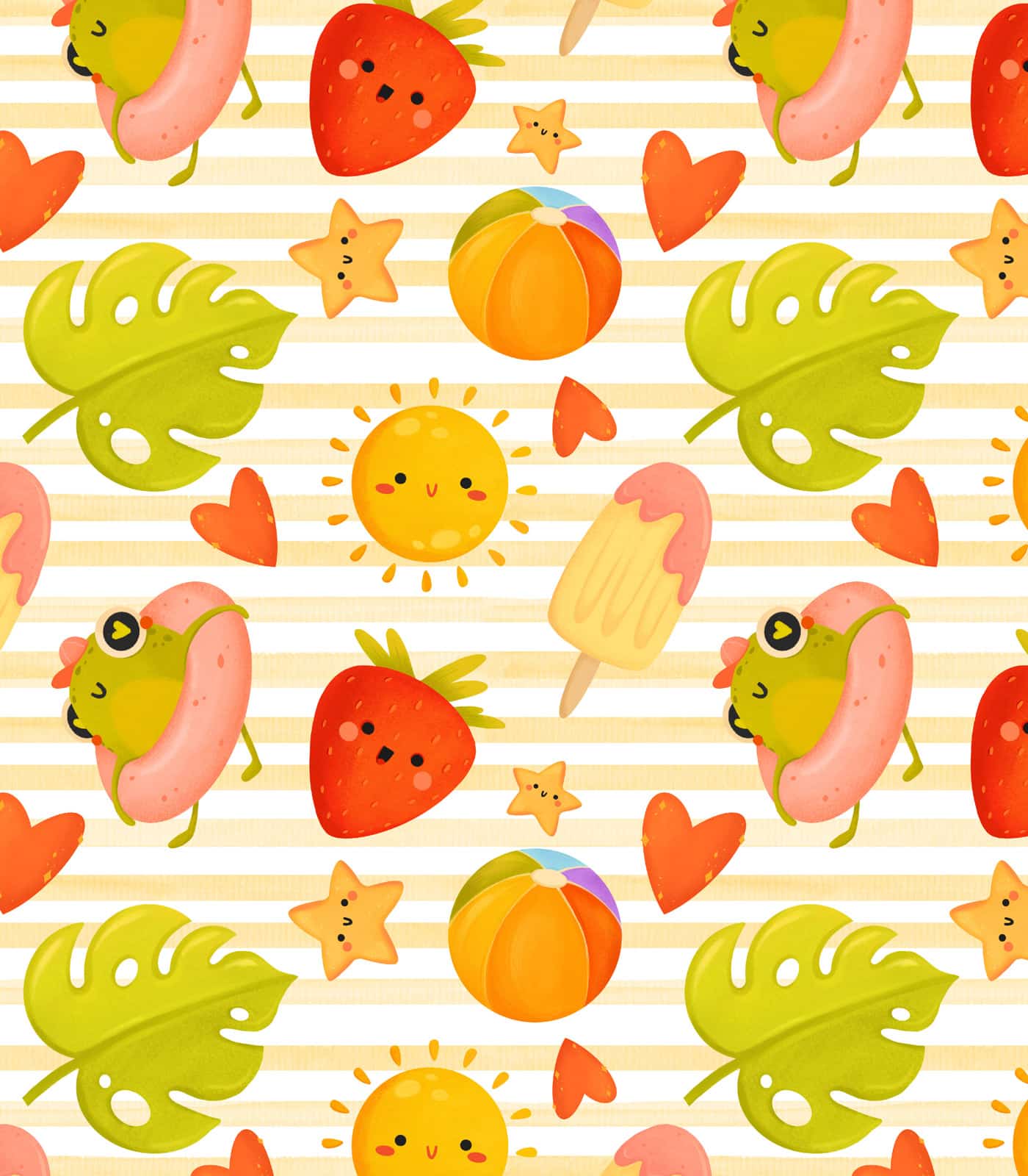 White/Peach/Red Stripes/Frogs Exclusive Print – Olga's Closet