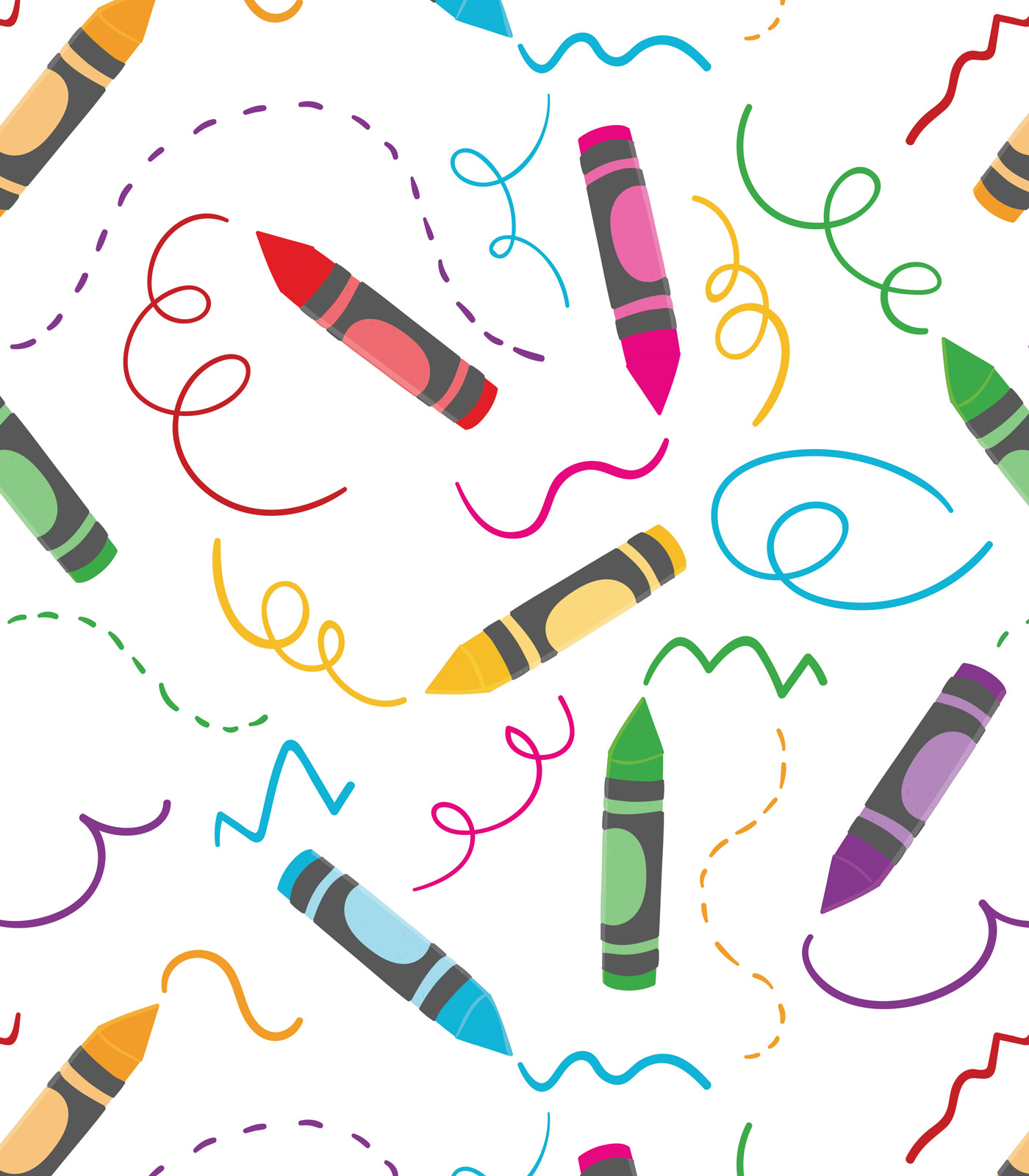 White/Purple/Blue Crayons/Doodle Exclusive Print - Olga's Closet